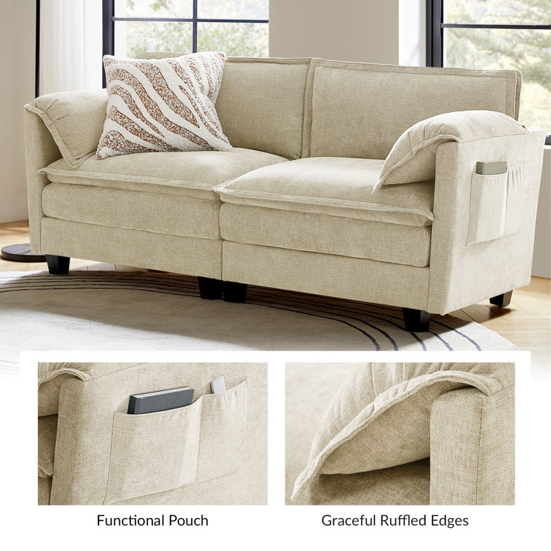 Latitude Run® Herrick 74"W Modern Elephant Ear-Shaped Armrests Sofa | Wayfair